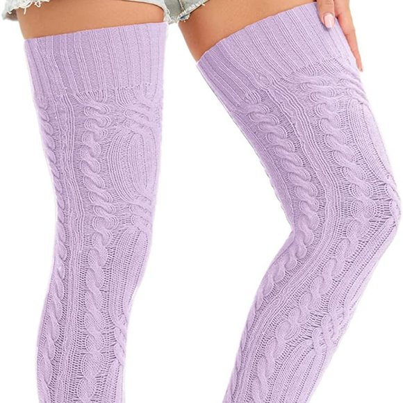 Accessories | Cable Knit Thigh High Socks Extra Long Pink | Poshmark